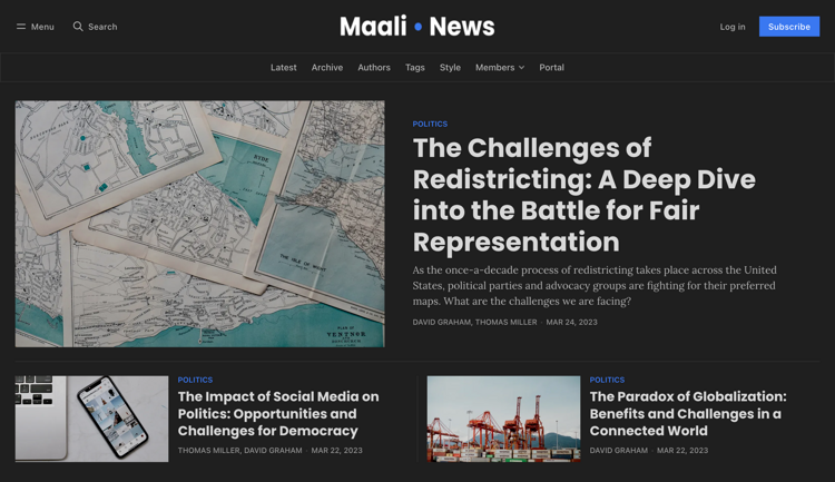 Maali — News & Magazine Ghost Theme | Bright Themes
