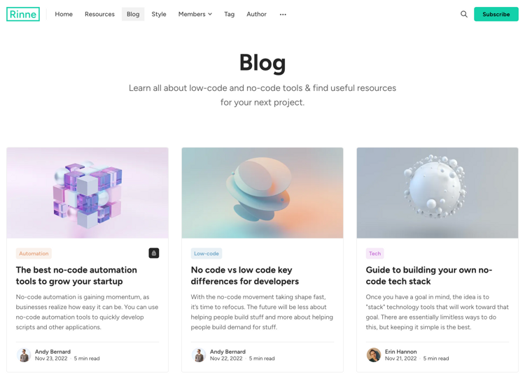 Rinne — Resources & Directory Ghost Theme | Bright Themes