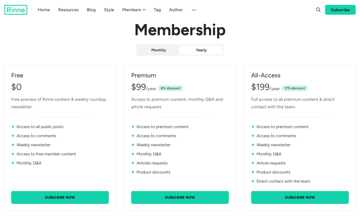 Rinne — Resources & Directory Ghost Theme | Bright Themes