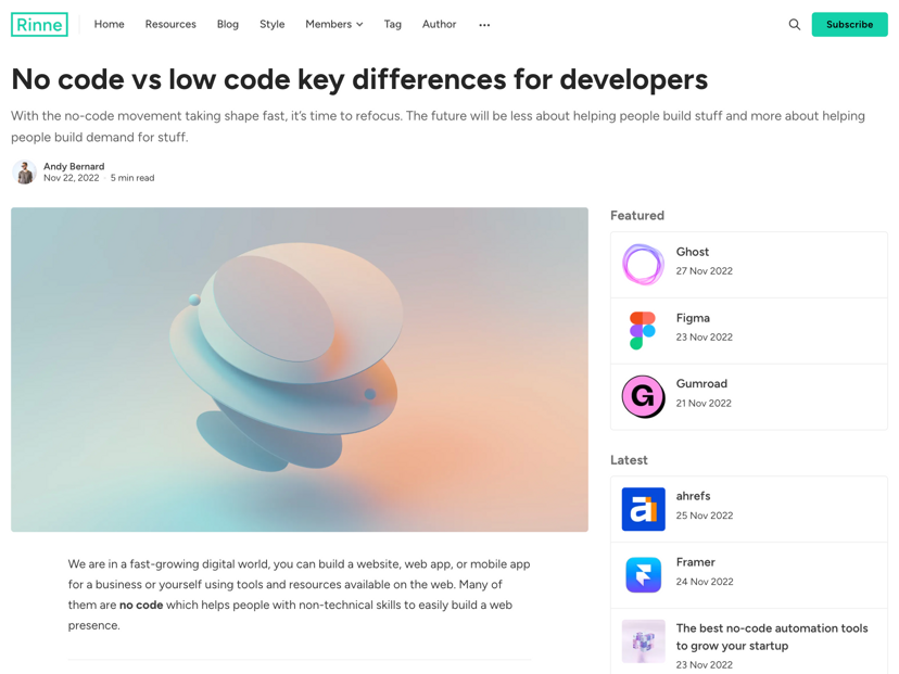 Rinne — Resources & Directory Ghost Theme | Bright Themes