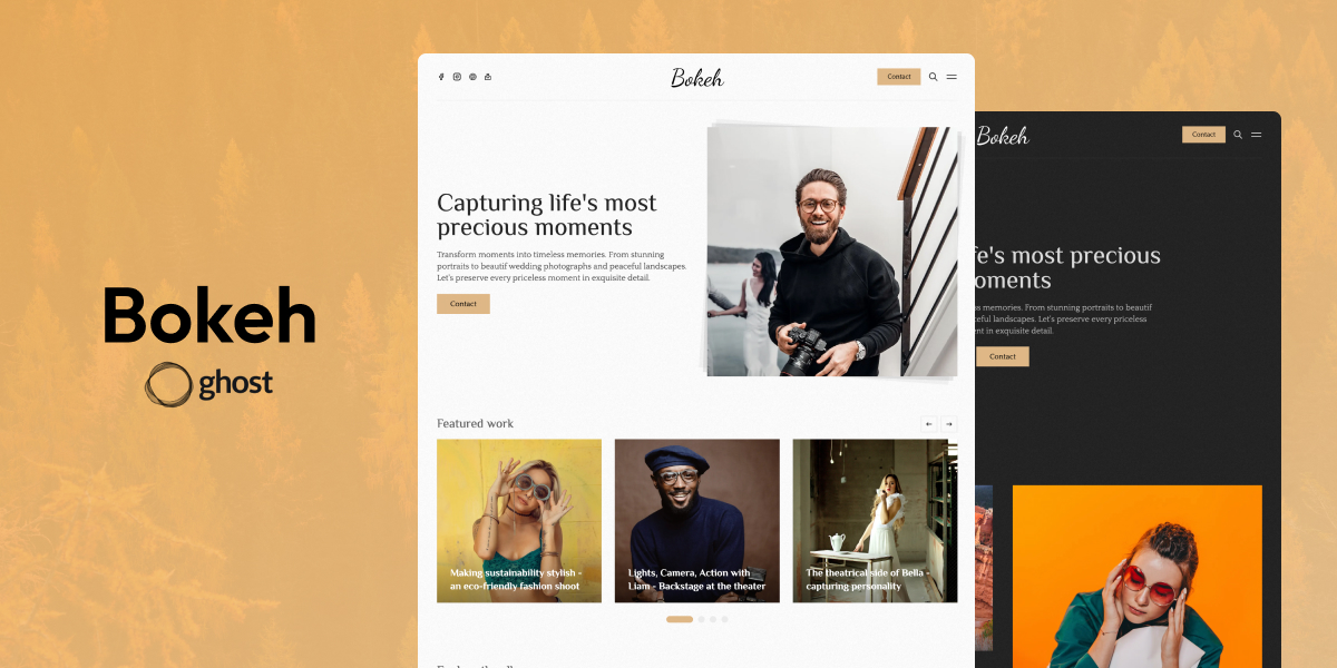 Bokeh — Art & Photography Ghost Theme | Bright Themes