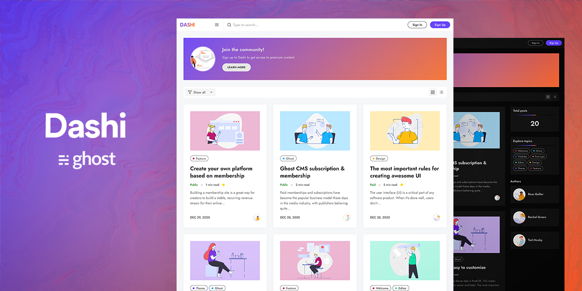 Dashi — Community & Platform Ghost Theme | Bright Themes