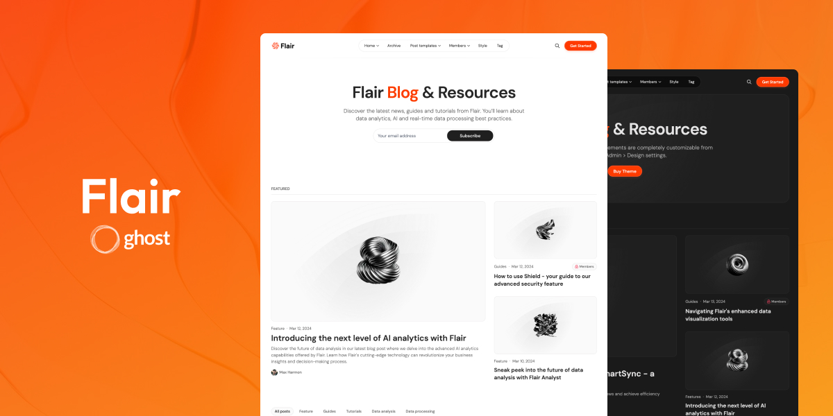 Flair — Startup & Company Blog Ghost Theme | Bright Themes