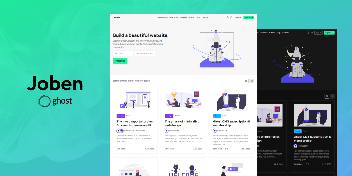 Joben — Blog & Newsletter Ghost Theme | Bright Themes