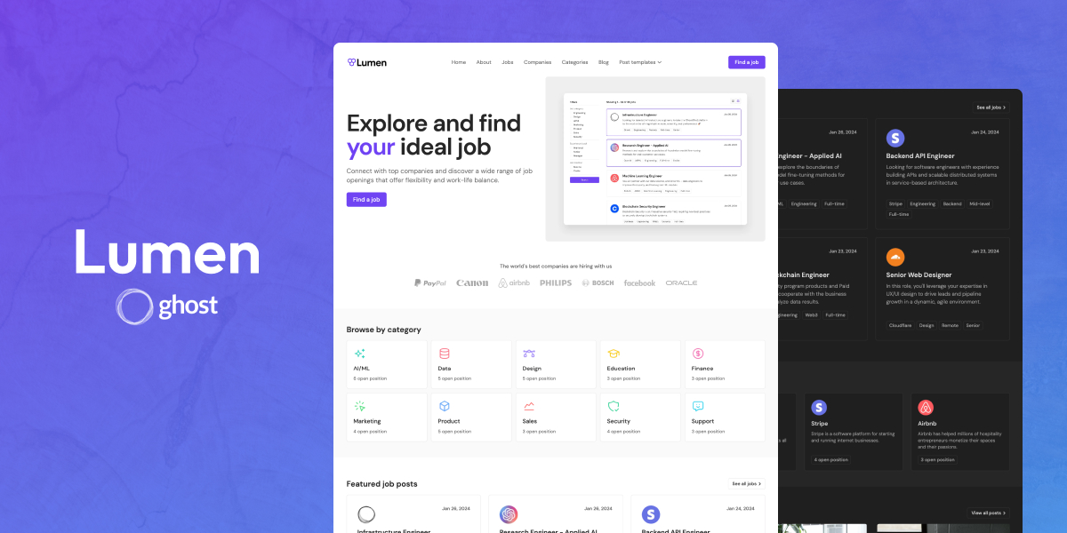 Lumen — Job Board & Listing Ghost Theme | Bright Themes