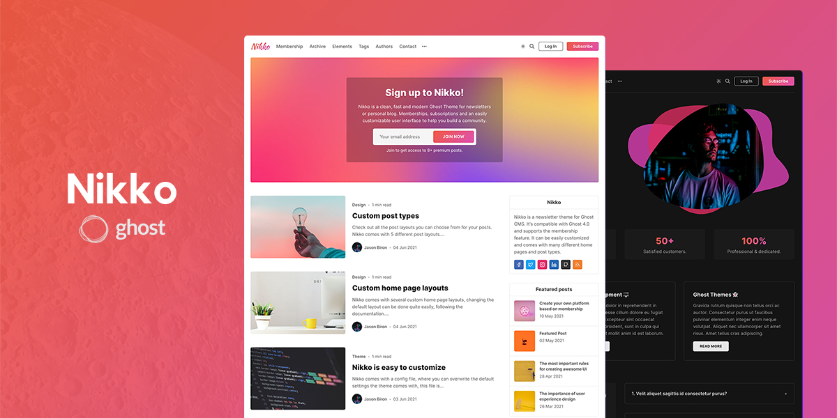 Nikko — Newsletter & Membership Ghost Theme | Bright Themes