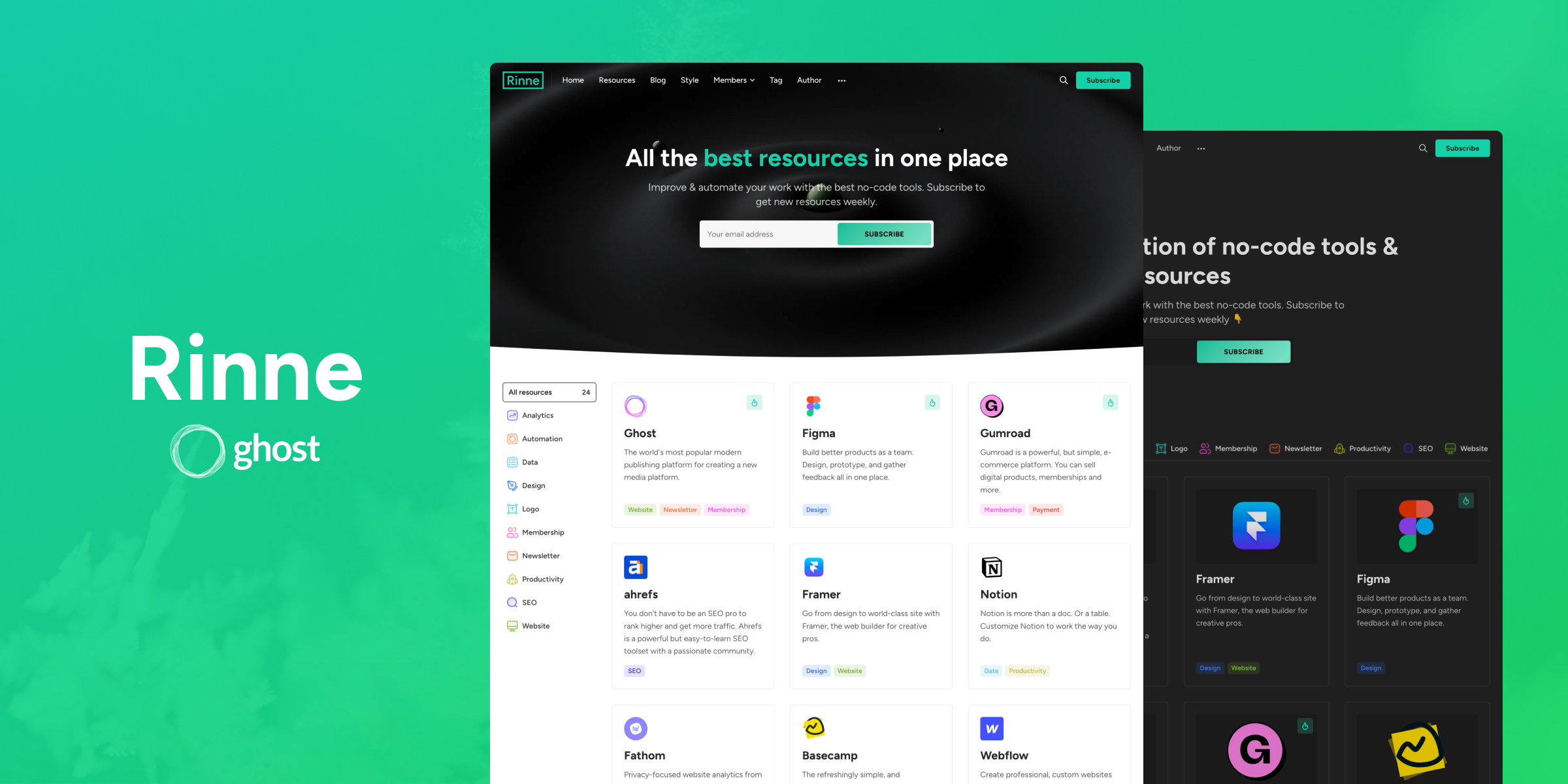 Rinne — Resources & Directory Ghost Theme | Bright Themes