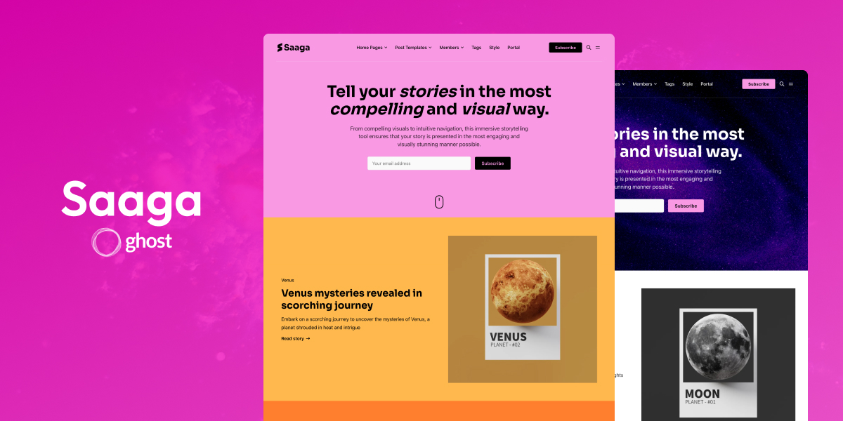 Saaga — Story & Newsletter Ghost Theme | Bright Themes