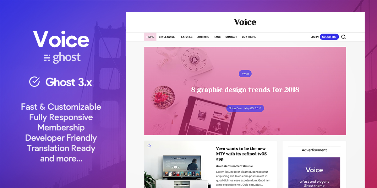 Voice — Minimal Magazine Ghost Theme | Bright Themes