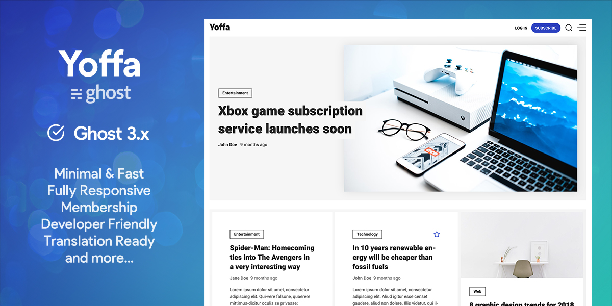 Yoffa — Minimal Blog Ghost Theme | Bright Themes